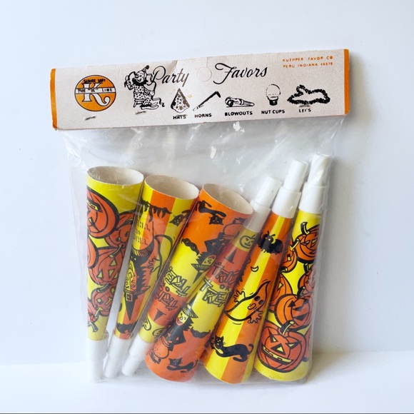 Vintage | Party Supplies | Vintage Halloween 6 Paper Party Horns ...